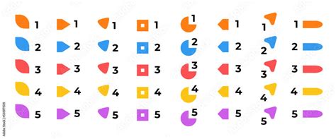 Bright Colorful Number Bullet Points Collection Different Shapes For