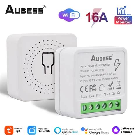 Aubess A WiFi Smart Switch Tuya Smart Switch With Power Monitor Support Way Control Relay