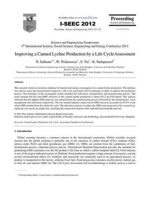 Pdf Proceeding Improving A Canned Lychee Production By A Life Cycle