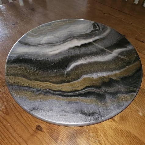 Custom Lazy Susan Turntable Handmade With Resin And Solid Wood Abstract Geode Resin Art