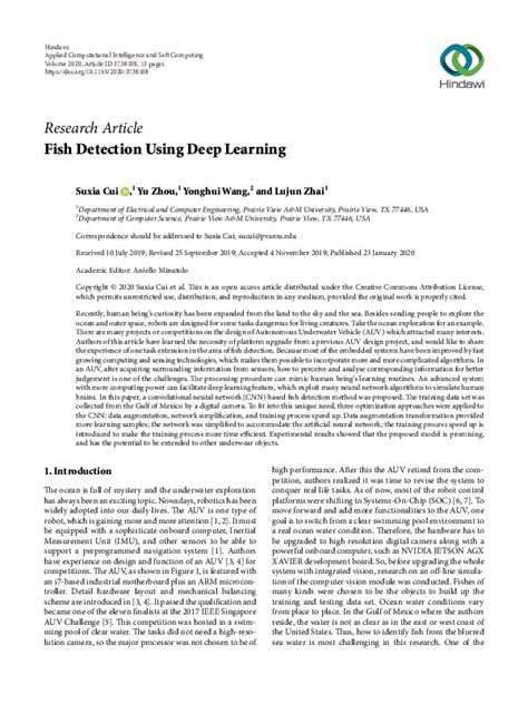 Pdf Fish Detection Using Deep Learning