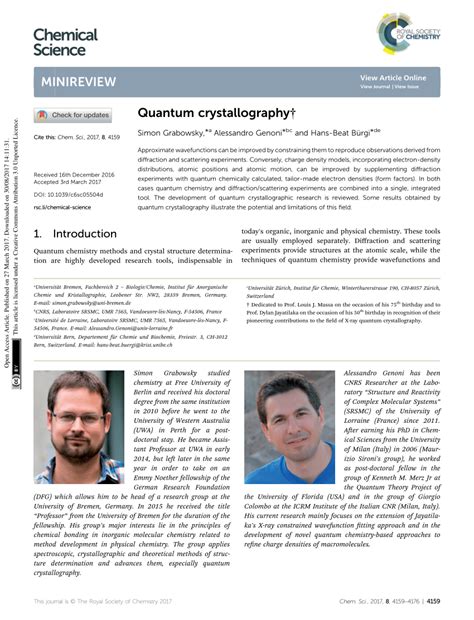Pdf Quantum Crystallography