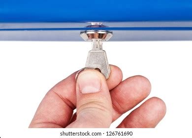 Man Turning Key Lock Isolated On Stock Photo Shutterstock