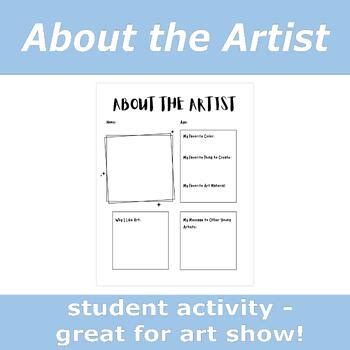 About The Artist Worksheet Art Show Display By Carly Sorrentino