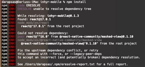 have to use npm install force on react native 0 64 0 projects · issue 112 · react native