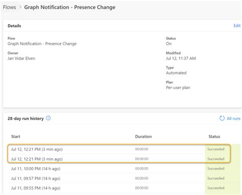 subscribing to teams presence with graph api using power platform