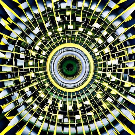 A Circular Design With Intricate Interlocking Shapes In Shades Of Green And Yellow5 Generative