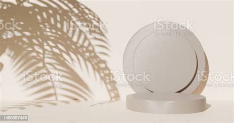 제품 시연을 위한 받침대 연단 야자수 잎 실루엣의 흐릿한 그림자 3d 렌더링 0명에 대한 스톡 사진 및 기타 이미지 0명 3가지 개체 가정 생활 Istock