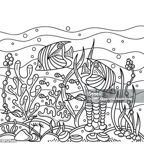 성인과 노인을위한 색칠 공부책 다층 해양 벡터 모티프 수중 세계의 낙서 수중에 대한 스톡 벡터 아트 및 기타 이미지 수중 흑백 사진 0명 Istock