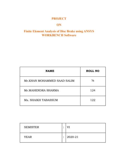 Finite Element Analysis Of Disc Brake Using Ansys Workbench Software Pdf