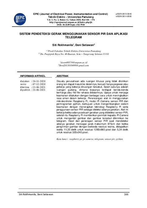 Pdf Sistem Monitoring Keamanan Ruangan Menggunakan Raspberry Pi Berbasis Aplikasi Android Telegram