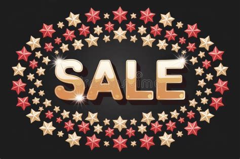 Colorful Festive Sale Banner Shiny Gold Text Stars Eye Catching