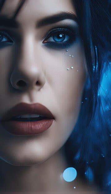 Premium Ai Image Girl Abstract Art Bleeding Blue Blue Theme Visually