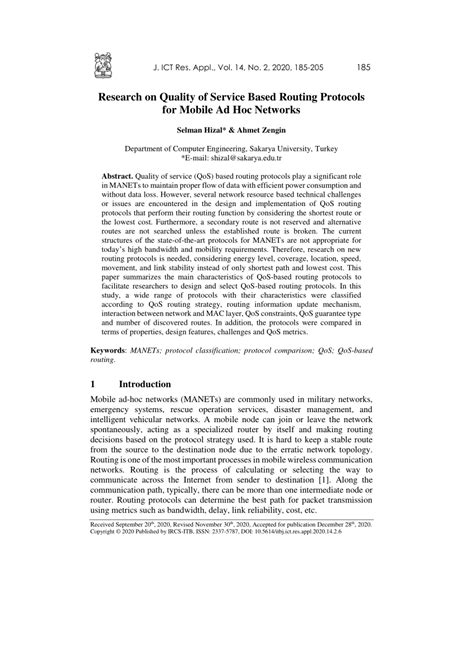 Pdf Research On Quality Of Service Based Routing Protocols For Mobile Ad Hoc Networks