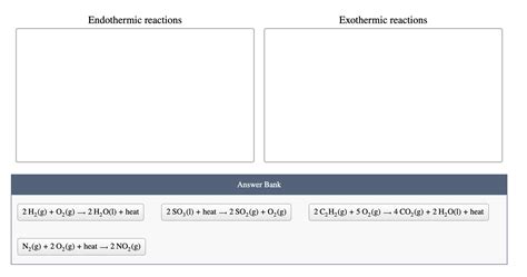 Solved Endothermic Reactions Exothermic Reactions Answer