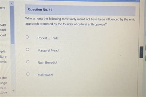 Question No 16 Who Among The Following Most Studyx