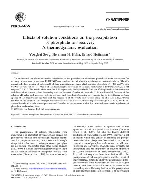 Precipitation Of Phosphate Pdf Phosphate Precipitation Chemistry