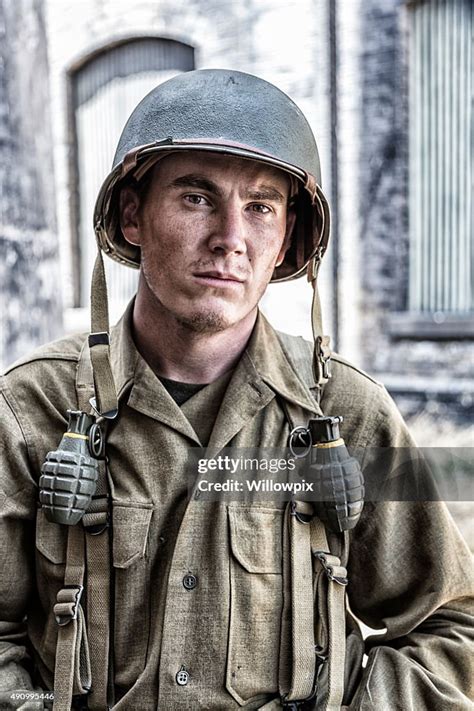 Us Army World War Ii Infantry Combat Soldier Portrait High Res Stock