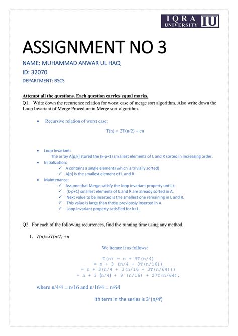 Solution Merge Procedure Merge Algorithm Loop Invarient Studypool