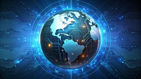 Premium Photo Global Ai Technology Stylized Globe With Digital Circuits Overlay Visualizing