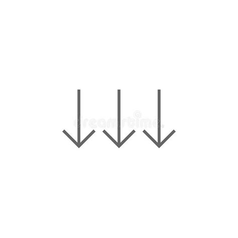 Three Black Line Arrows Down Icon Download Sign Stock Illustration