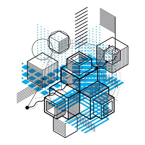 Premium Vector Abstract Background With Isometric Elements Vector Linear Art With Lines And