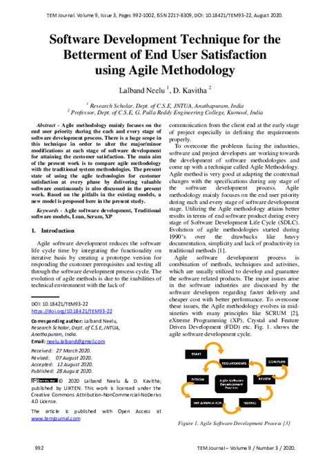 Pdf Software Development Technique For The Betterment Of End User Satisfaction Using Agile