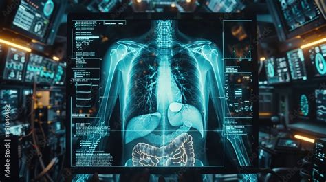 Radiological Chest X Ray Film For Medical Diagnosis Lungs Of Human Body Futurist Technology X