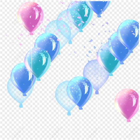 손으로 그린 스타일 블루 생일 일러스트 풍선파티생신 Png 일러스트 무료 다운로드 Lovepik