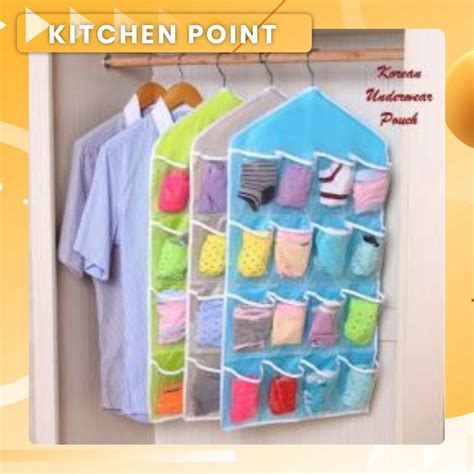 Kp Hanging Underwear Rack Korean Underwear Pouch 16 Compartments