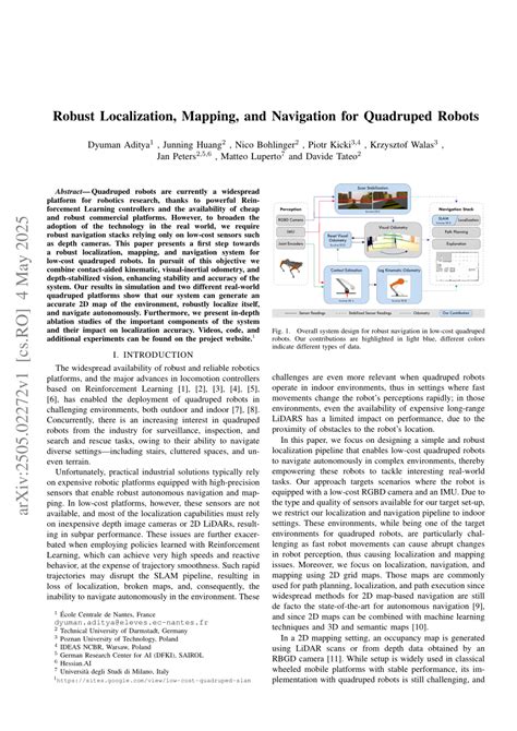 Pdf Robust Localization Mapping And Navigation For Quadruped Robots
