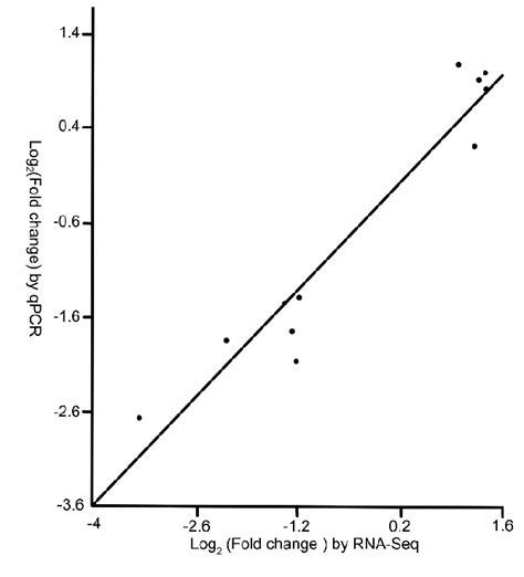 Correlation Between Qpcr Data And Rna Seq Data Each Point Represents