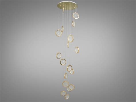 Каскадна світлодіодна люстра для зали потужністю 120w колір золото арт 3005 18g Люстри