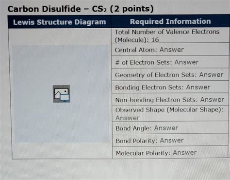 Solved Carbon Disulfide Cs2 Cs2 2 Points Lewis Structure