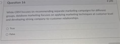 solved question 162 ﻿ptswhile crm focuses on recommending
