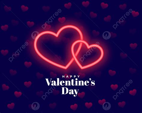 레드 네온 발렌타인 데이 하트 카드 디자인 템플릿 Psd 다운로드 디자인 자료 다운로드