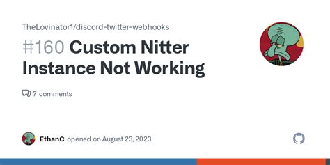Custom Nitter Instance Not Working Issue TheLovinator Discord Twitter Webhooks GitHub