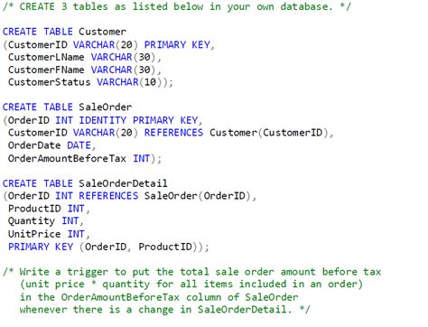 Solved CREATE Tables As Listed Below In Your Own Chegg
