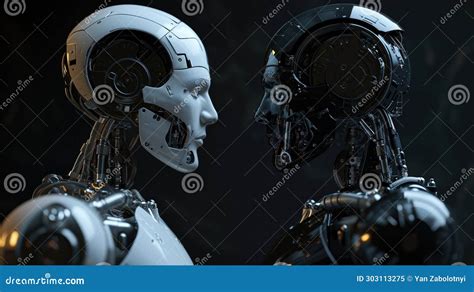Two Robots Facing Each Other Stock Illustration Illustration Of Duel Showdown 303113275