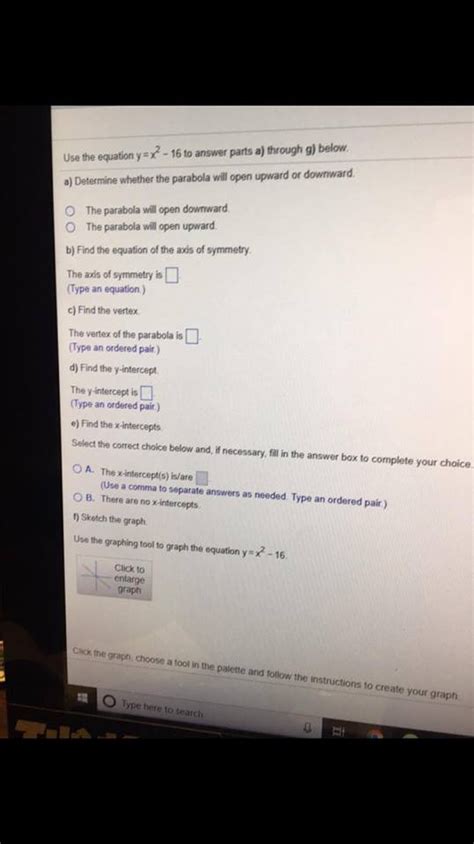 Solved Use The Equation Yx 16 To Answer Parts A Through G