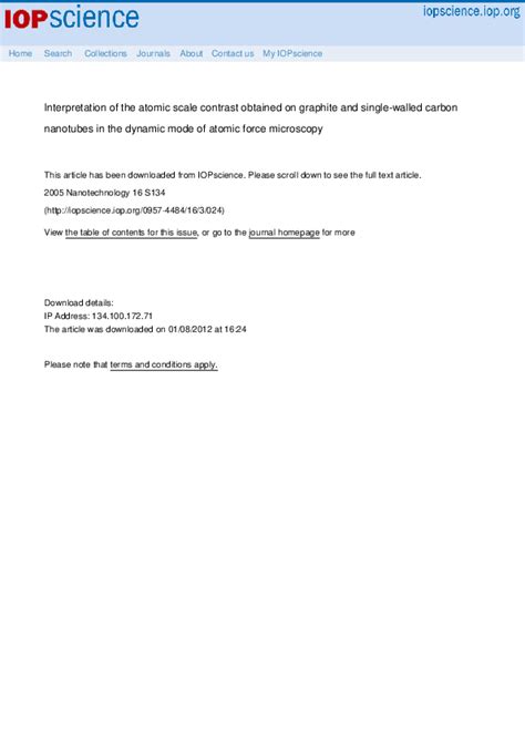 Pdf Interpretation Of The Atomic Scale Contrast Obtained On Graphite And Single Walled Carbon