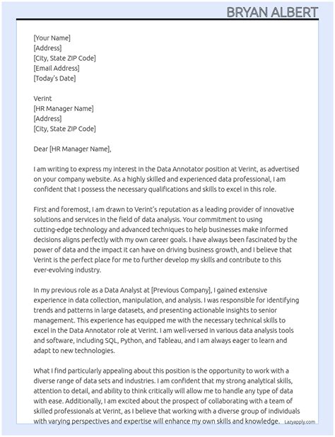 Cover Letter For Data Annotator Lazyapply
