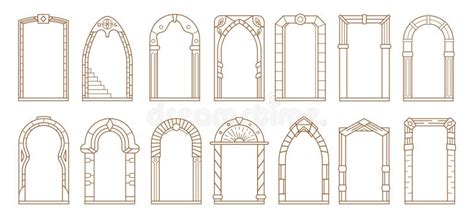 Art Deco Arch Frames Arcs Doors Or Borders Set Stock Vector
