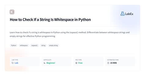 How To Check If A String Is Whitespace In Python Labex
