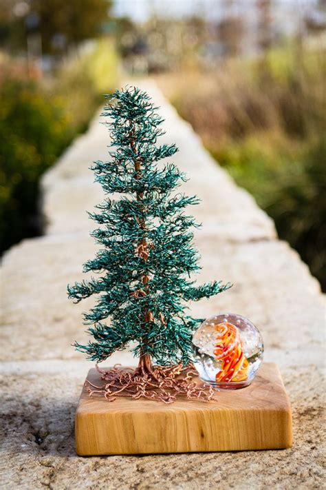 Spruce Tree Of Life With Spiral Bubble Flame Orb Memorial Art Electric Tea Lights Orb