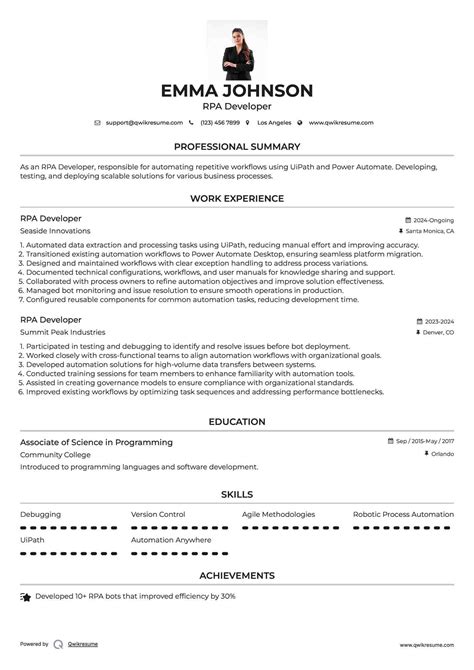 10 Rpa Developer Resume Samples And Templates For 2025