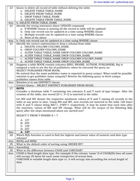Worksheet Sql Solved For Class Xii Final Pdf