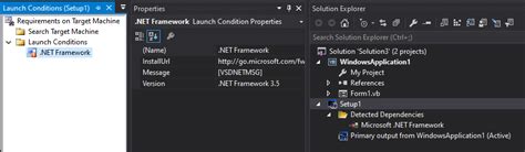Net Setup Requires Net Famework Verison Visual Studio Installer Project Even Though