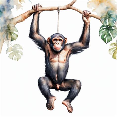 Premium Photo A Drawing Of A Monkey On A Tree With A Stick In It