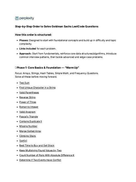 Step By Step Order To Solve Goldman Sachs Leetcode Pdf String Computer Science Matrix